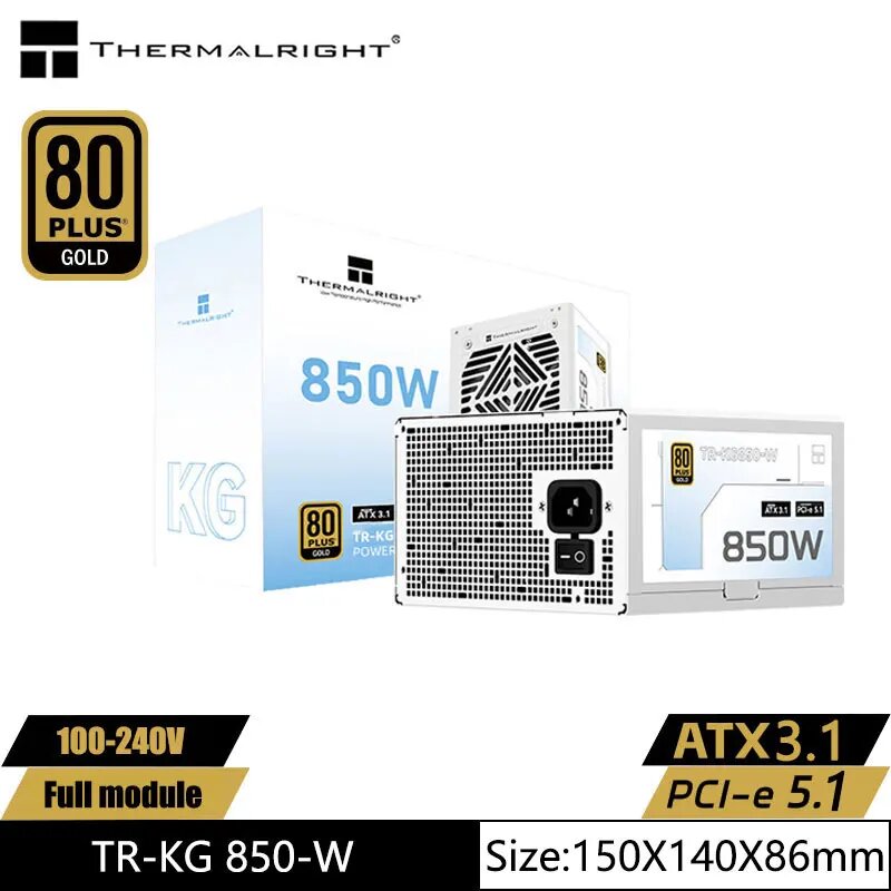 Блок питания Thermalright TR-KG850-W White ATX3.1 полностью модульный с золотым сертификатом / напряжение 100-240V / 750 / 850W поддерживает PCI-E5.1
