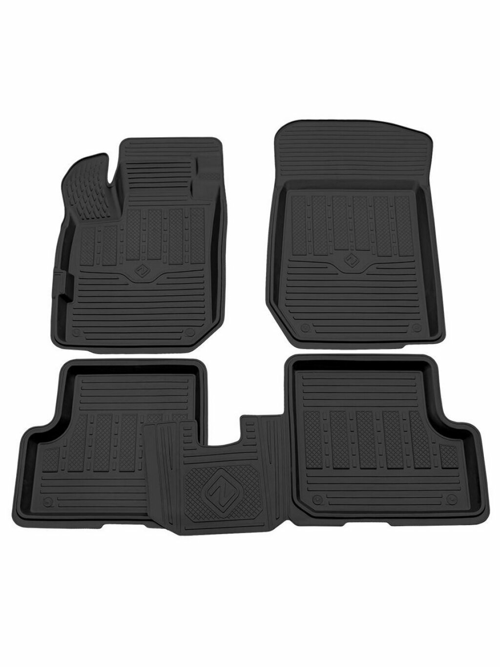 Коврики салона Renault Logan 2014 г. в "REZKON" (18-Н. В, резиновый, черный)