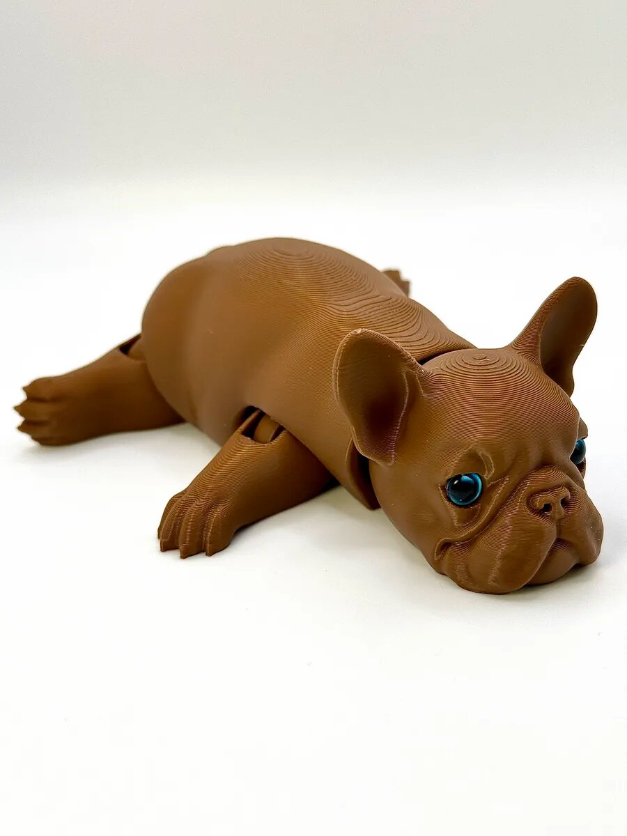 Фигурка антистресс Home&Misc "Собака бульдог", 3D-печать, пластик, гибкая и подвижная, длина 12см