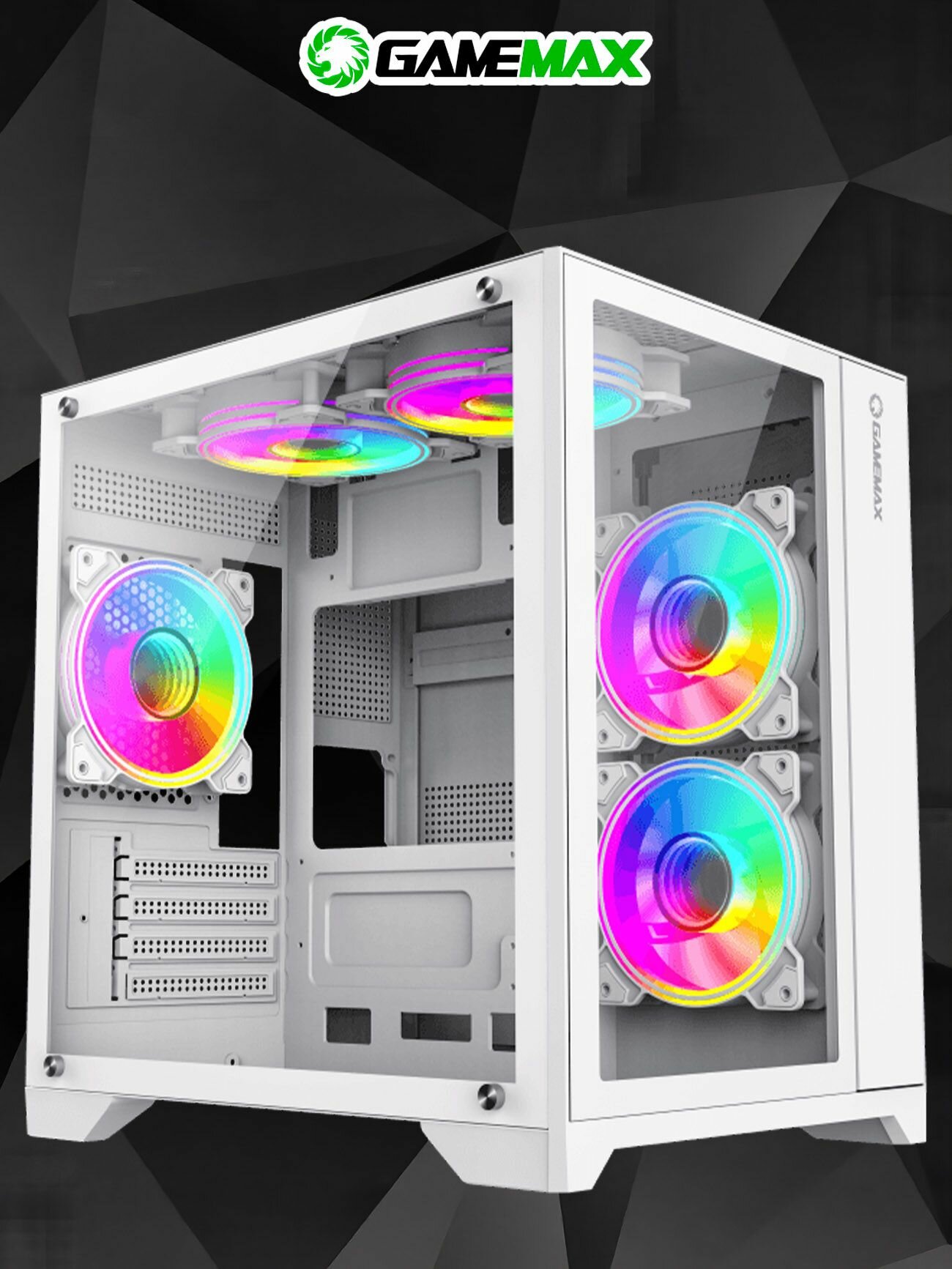 Корпус для ПК GAMEMAX Infinity Mini White кубик (Белый Mini Tower M-ITX CPU 155мм VGA 330мм Закаленное стекло)