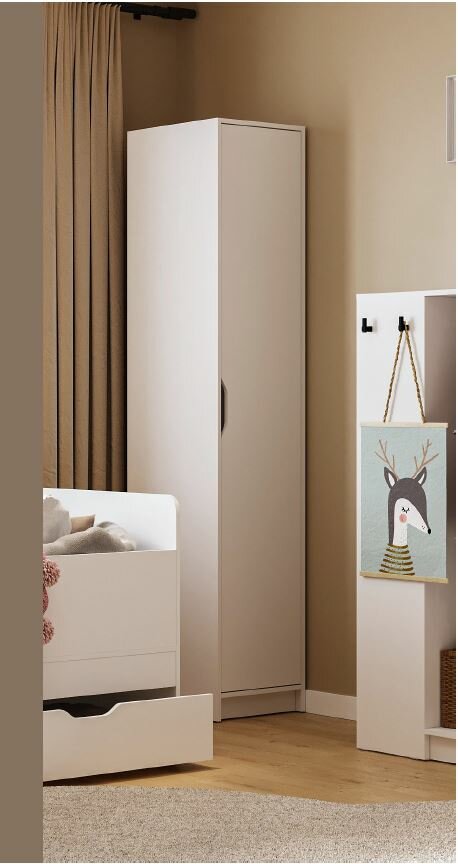 Шкаф пенал Руна ШК 01 белый для одежды распашной 41,6х210х50 см с вешалкой и полками