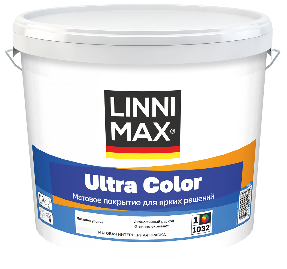 Краска Интерьерная Linnimax Ultra Color 2.5л Белая, Матовая База 1 / Линнимакс Ультра Колор.