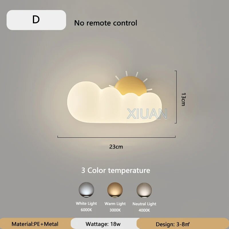 XIUAN Детский настенный светильник LED гусеница, No remote control, AC 220V-240V, 3 Color Temperature, D