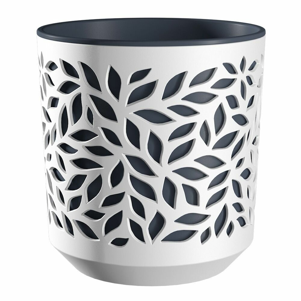 Кашпо ВМС "Leaves" 1,25 л, цвет Белый-Антрацит