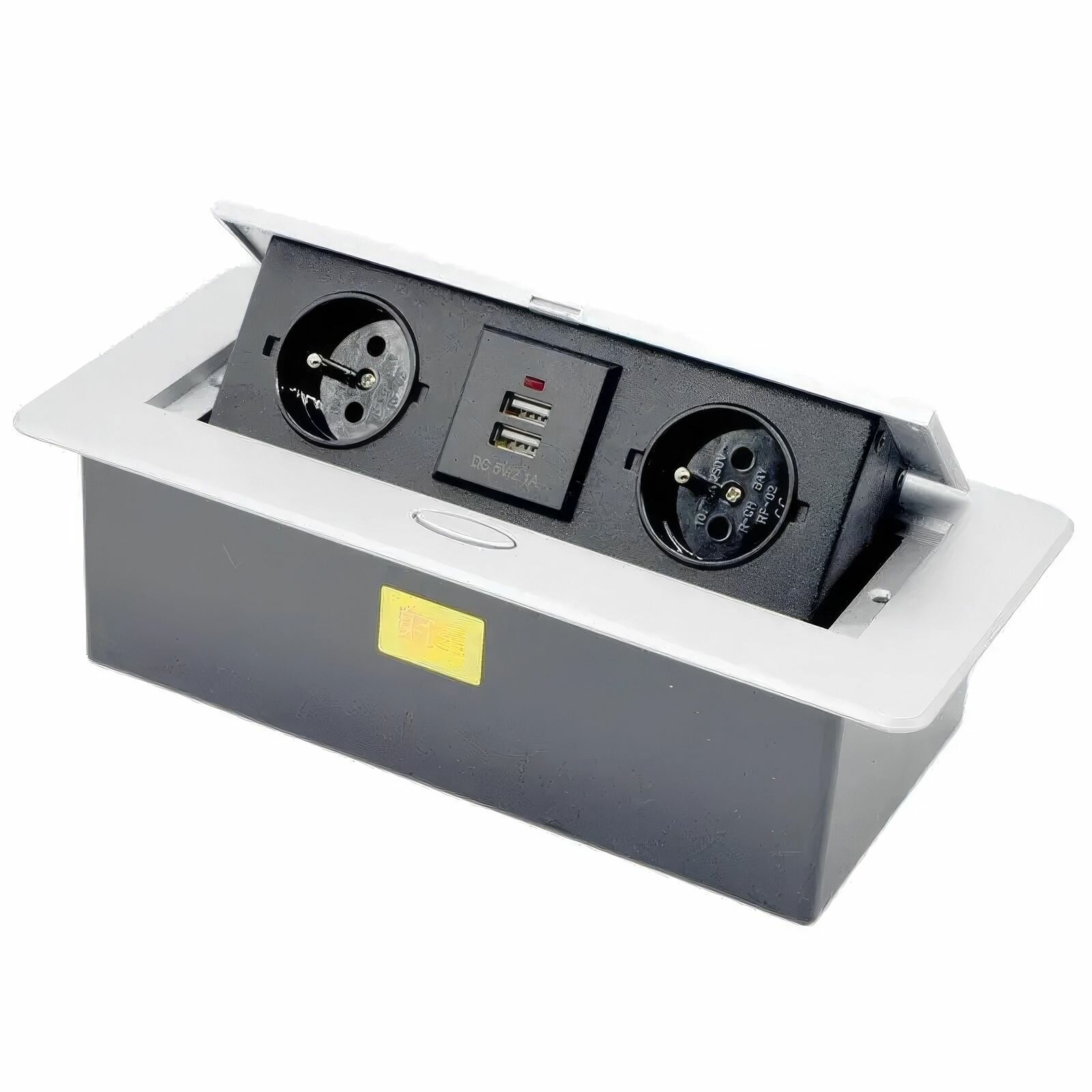 Встраиваемая выдвижная розетка в столешницу, 2 евро розетки 2 USB-A