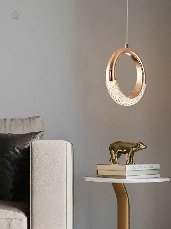 Подвесная светодиодная люстра с золотым кольцом для кухни, спальни и гостиной