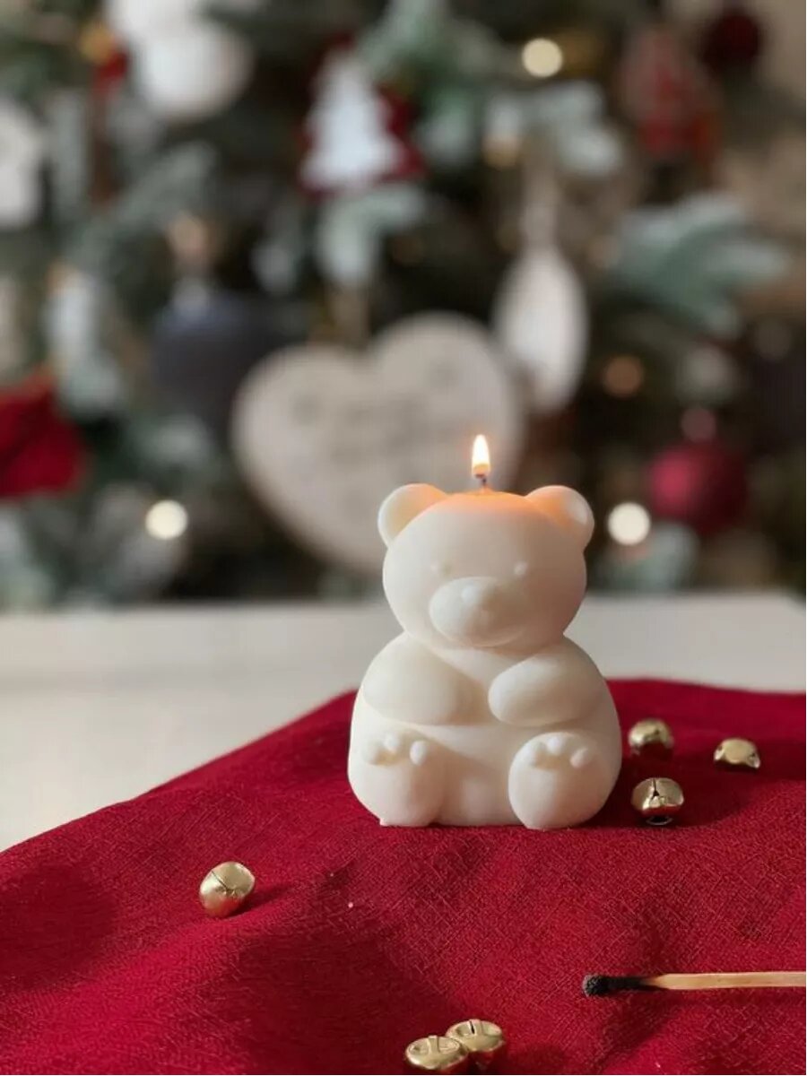 Медвежонок декоративная подарочная свеча для декора и уюта в доме