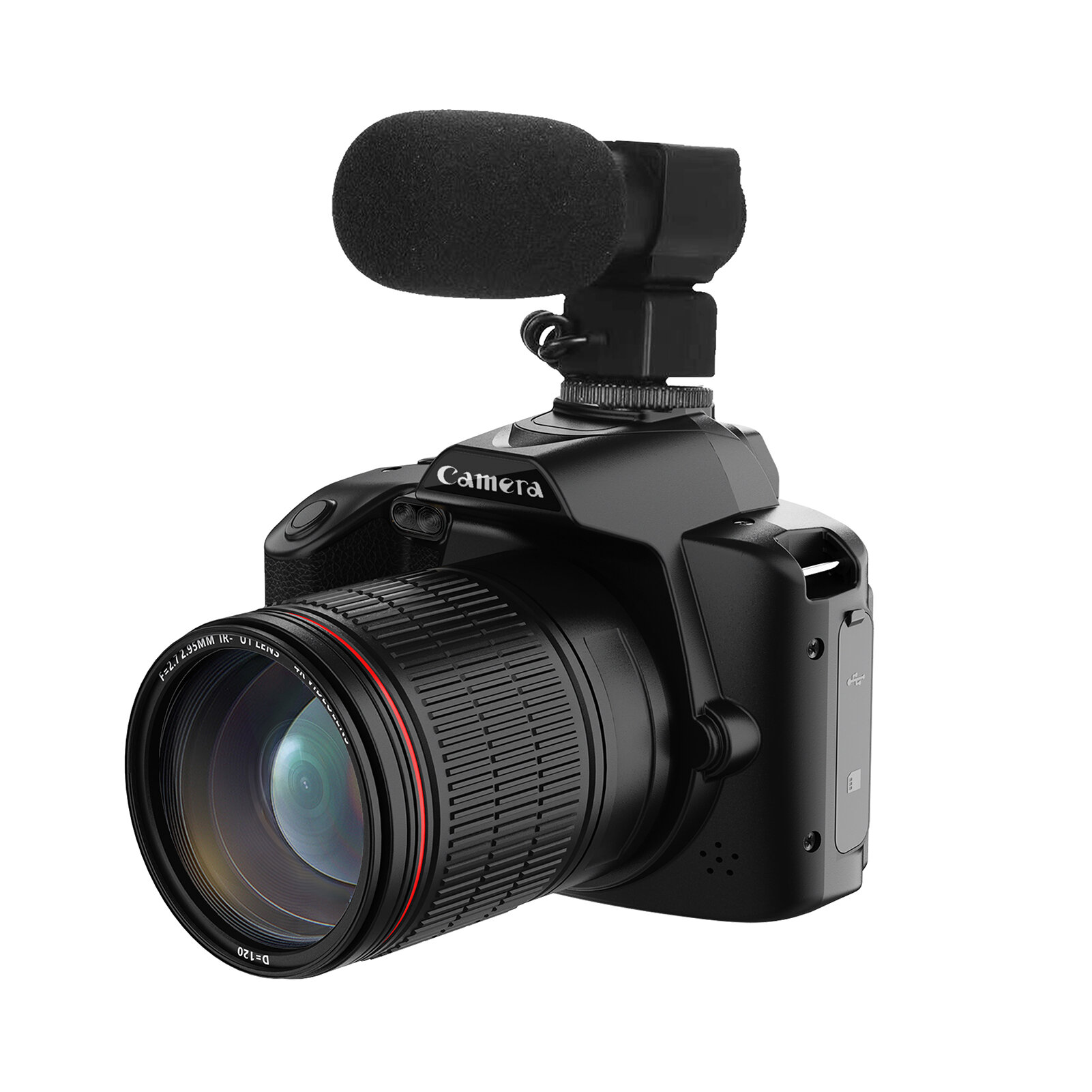 Цифровая камера 4K WiFi с цифровой видеокамерой 64MP с двойной линзой, экраном IPS 3 дюйма, 16-кратным стабилизированным зумом, ночным видением, встроенной батарейкой и внешним микрофоном в подарок на день рождения или праздник