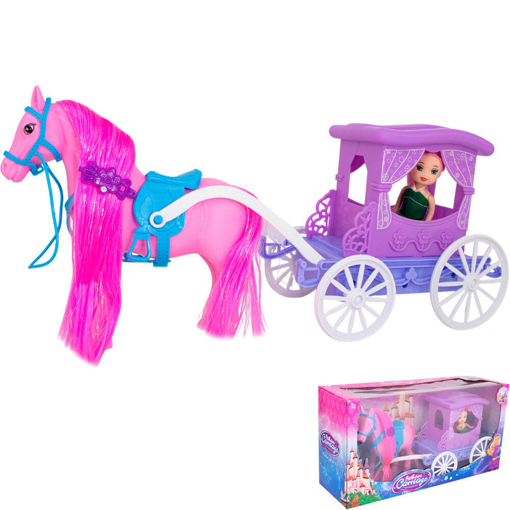 Карета 686-708 для куклы, с лошадью в коробке