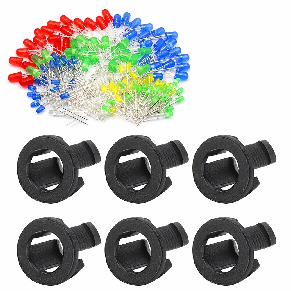 200 штук Крепление для светодиода Электронная деталь Аксессуар Кронштейн для диода Монтаж Пластик Черный 5мм