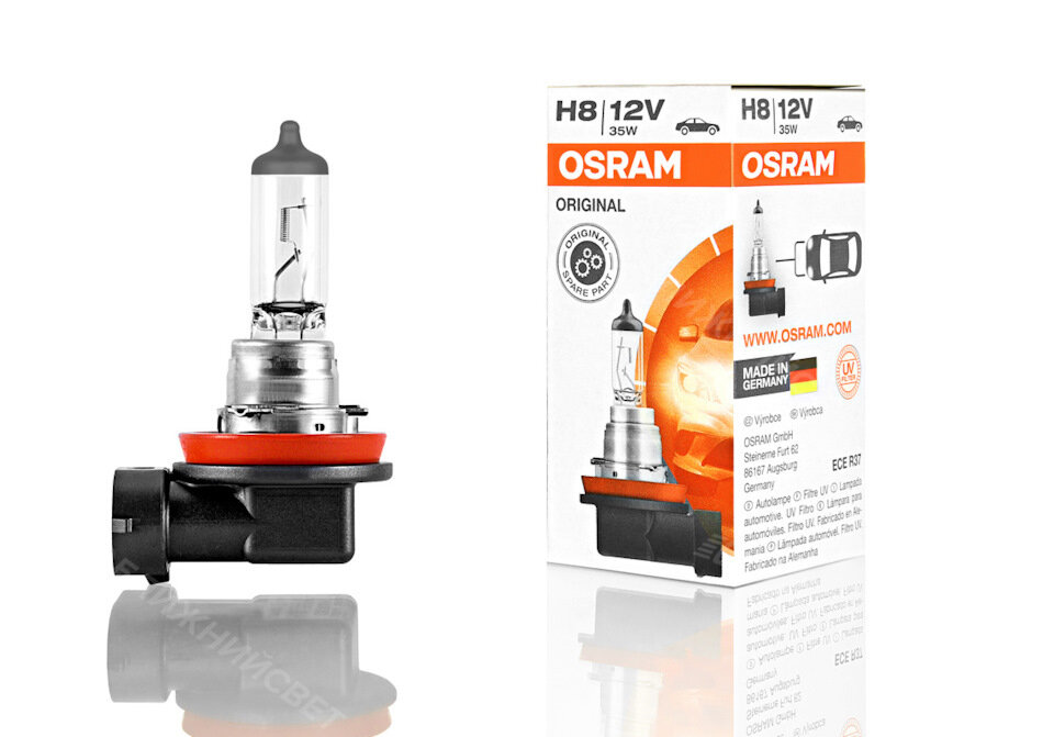 Галогенная лампа для фары мотоцикла Osram Original Line H8 12V 35W PGJ19-1