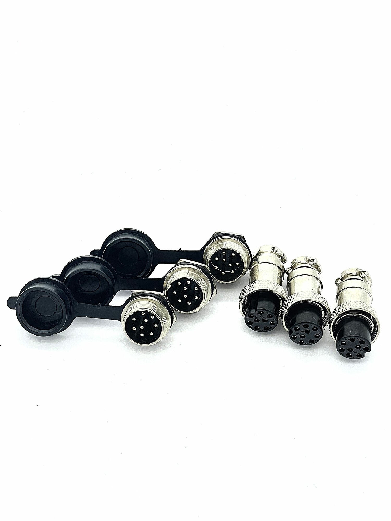 3шт. Авиационный разъём с крышкой GX16 9pin мама(кабель)+папа(корпус)