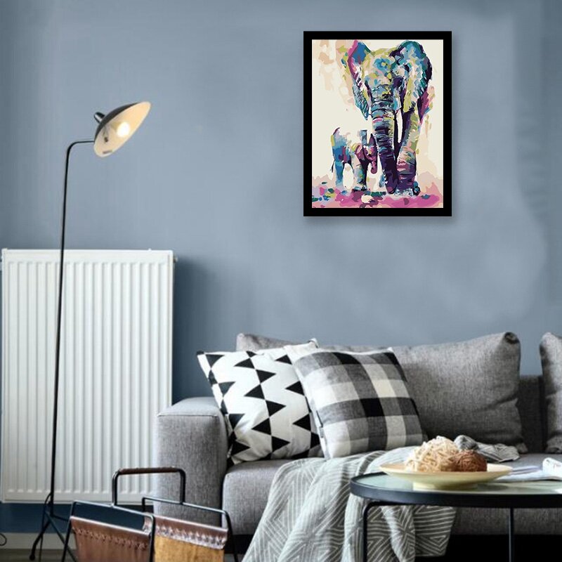 Наборы для рисования по номерам для взрослых, картины на холсте своими руками для взрослых Bener-Elephants и Baby Elephants