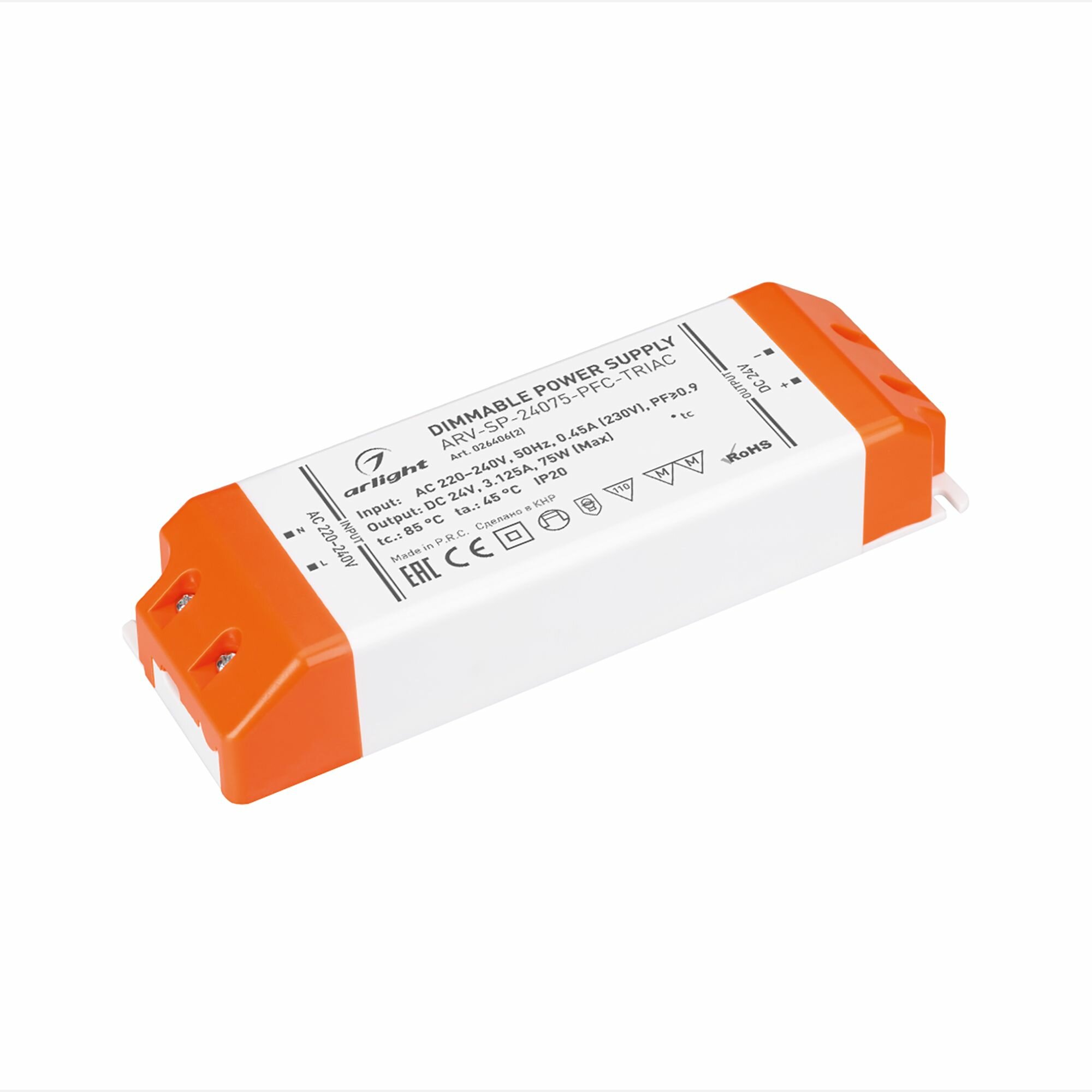 Блок питания ARV-SP-24075-PFC-TRIAC (24V, 3.1A, 75W)