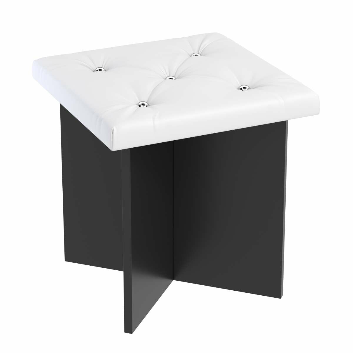 Пуфик серии основа - экокожа белая гладкая №1 (карета - хром), Черный. Производитель товара - компания ТОБ.