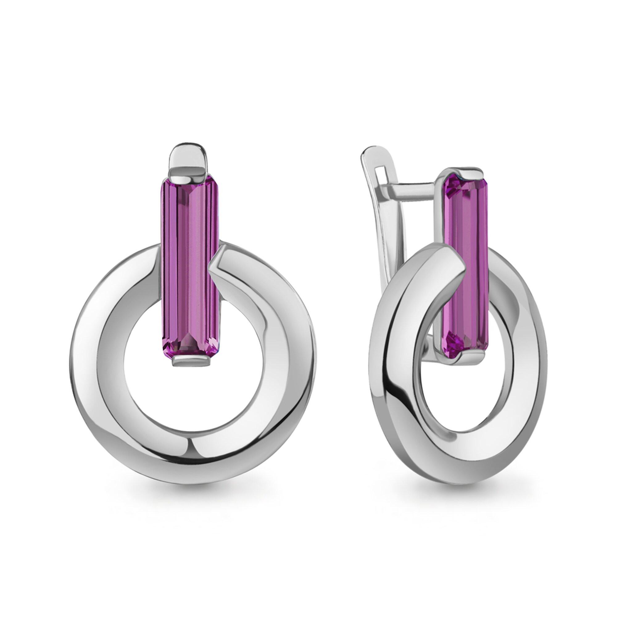 Серьги, серебро, 925 проба, родирование, аметист