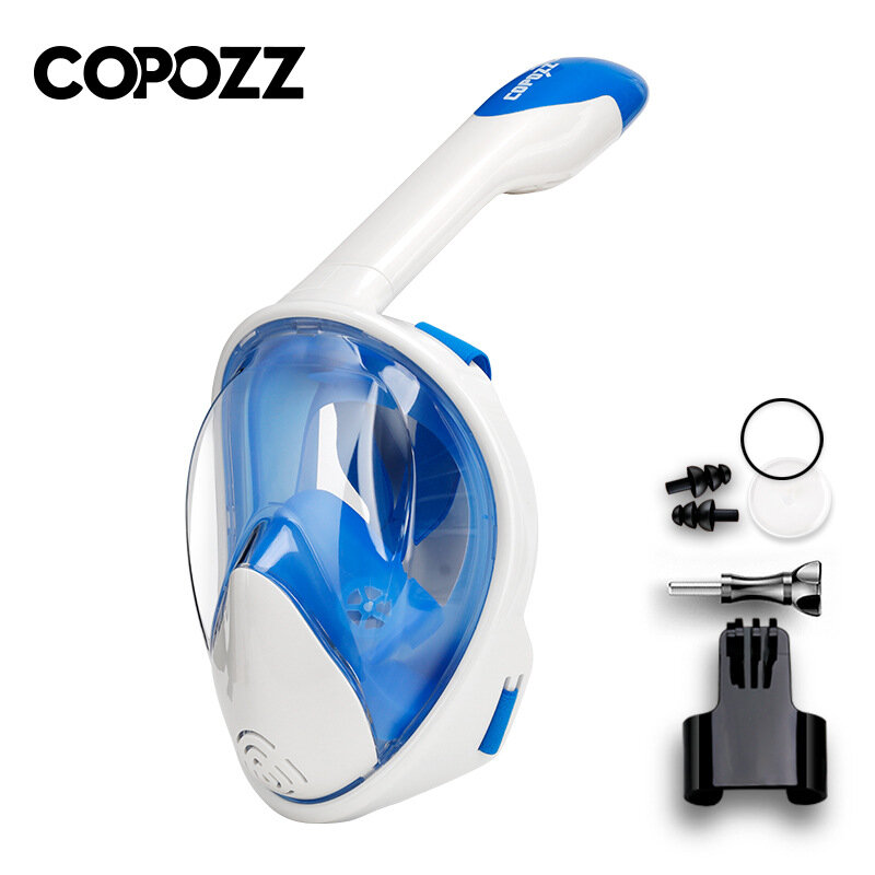 Маска для подводного плавания COPOZZ Snorkeling Three Treasures, полнолицевая маска, очки для дайвинга, полностью сухая трубка для детей и взрослых, оборудование для плавания
