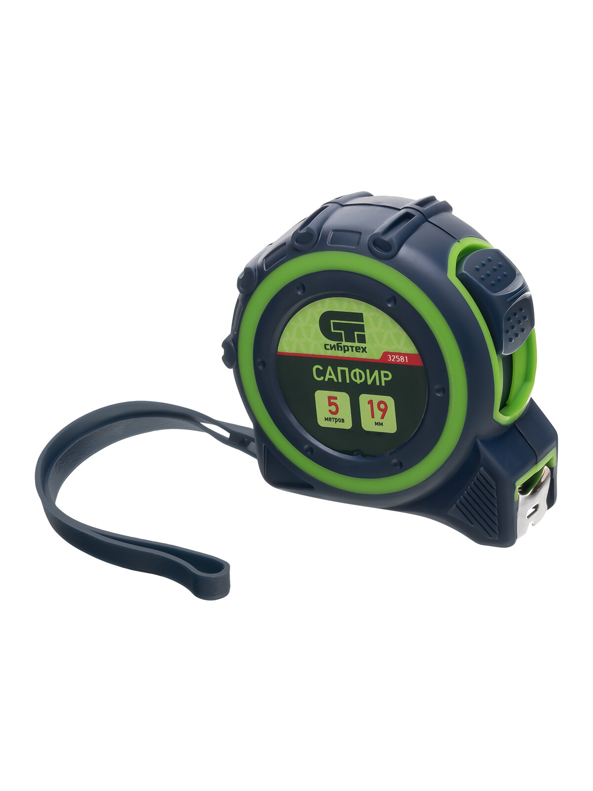 Рулетка Сибртех Сапфир двухкомпонентный корпус, 5 м х 19 мм 32581