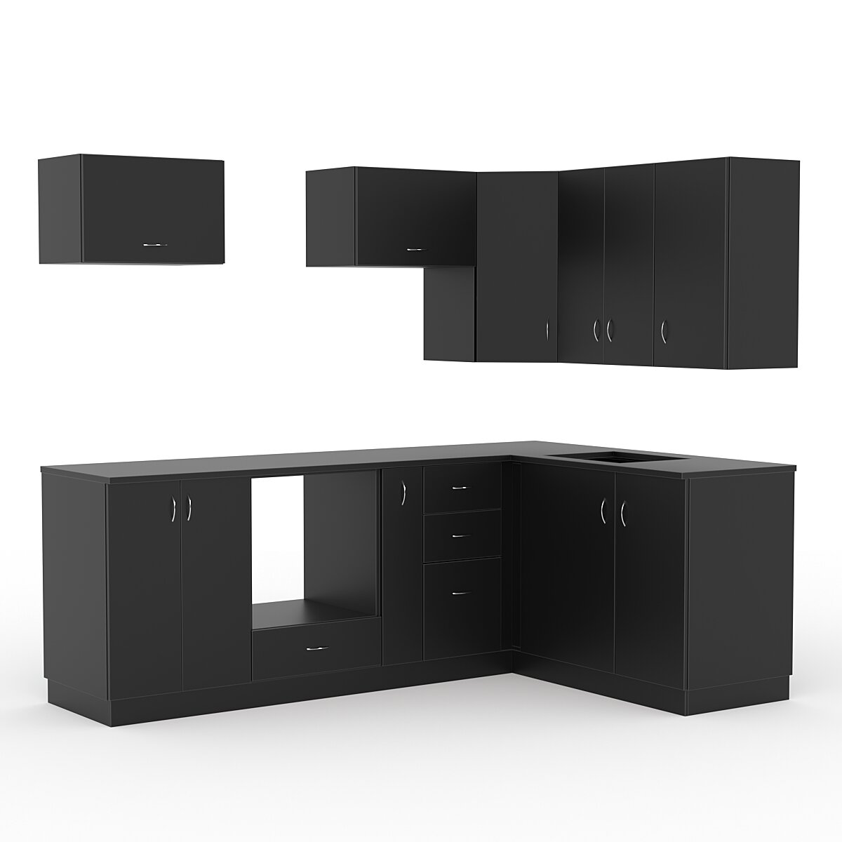 Кухонный гарнитур со столешницей 25мм №4А, Черный. Производитель товара - компания Westcom.