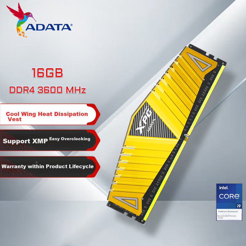 ADATA XPG Weilong Z1 DDR4 3600 16GB Золотая Оперативная Память для Настольных Компьютеров Количество модулей и общий