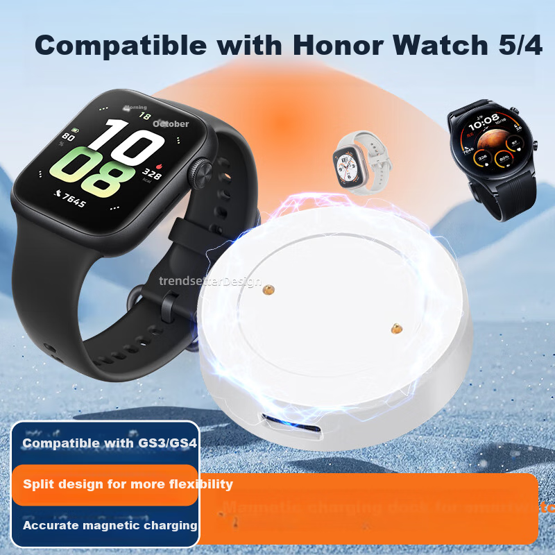 Магнитная беспроводная зарядная станция Chaofan для умных часов Honor Watch 5/4/GS3/GS4 Цвет：Зарядная станция для часов