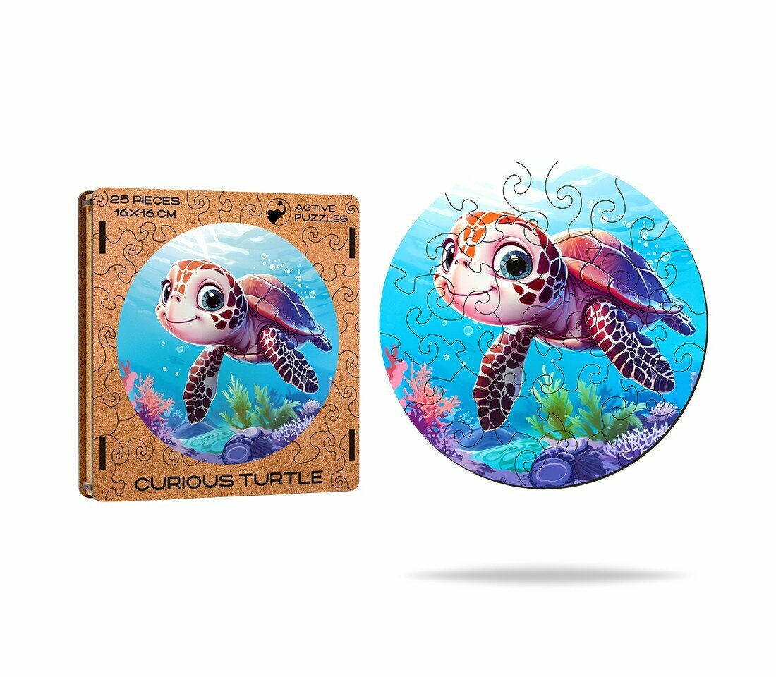 Деревянный пазл Active Puzzles Любопытная черепашка