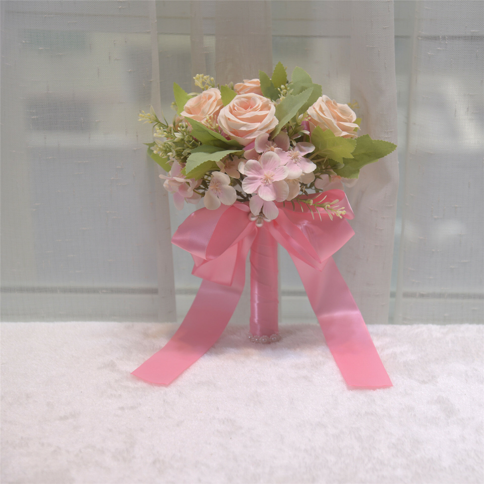 Свадебный букет, 155 цветов, ручная работа, корейский розовый цвет