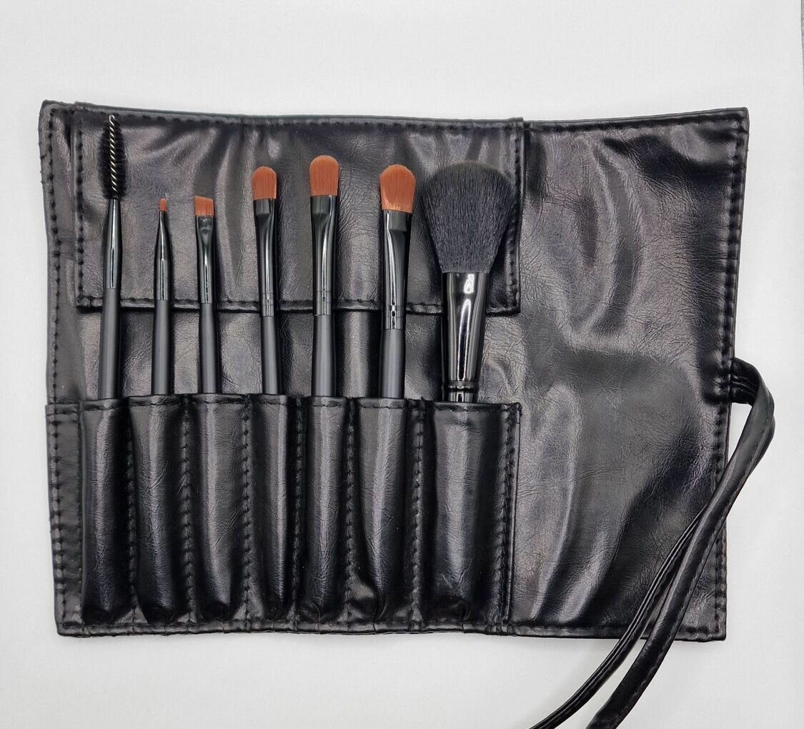 Y&M Набор кистей для визажа профессиональный 07шт, на завязках черный