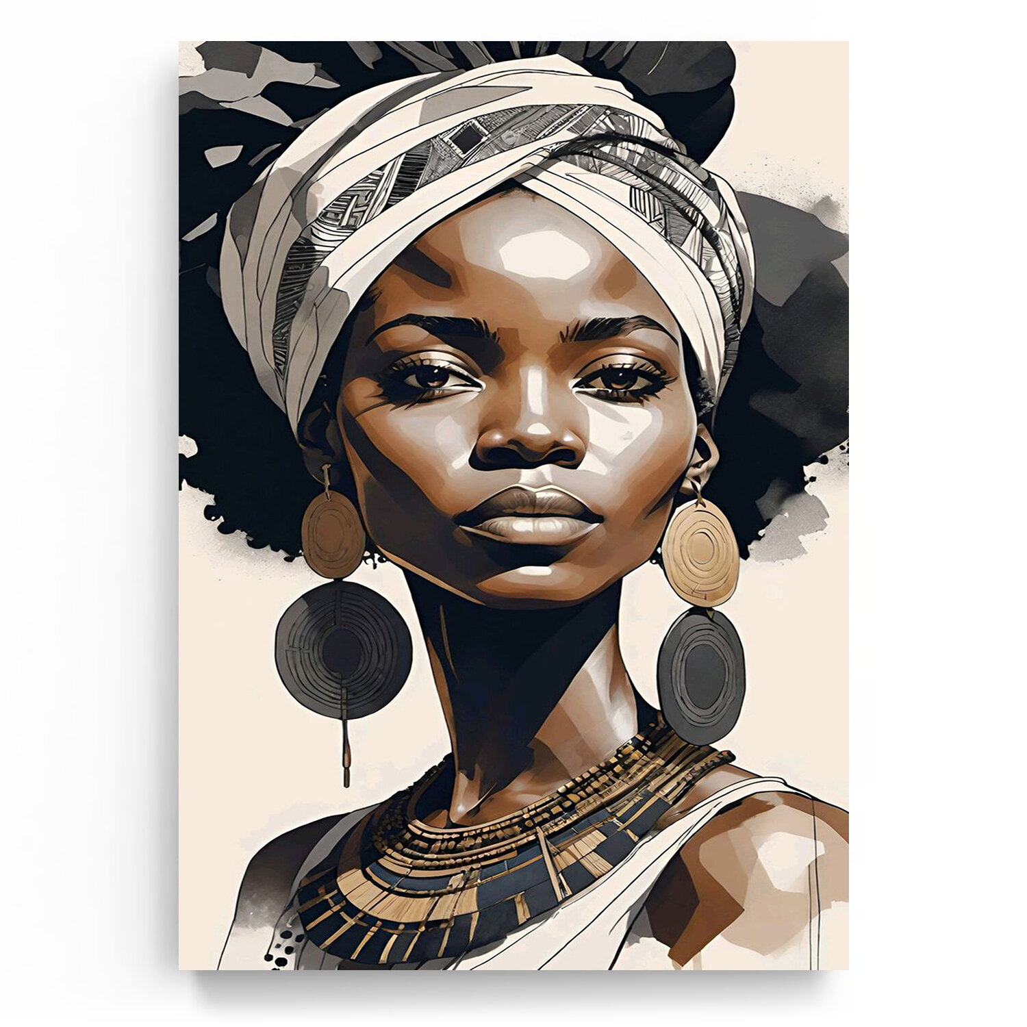 Картина на стену для интерьера - "Африканская женщина, негритянка, лицо девушки", 30х40 см.