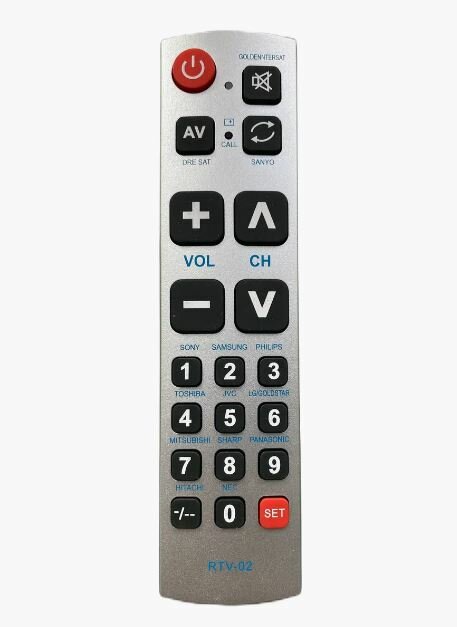 Универсальный пульт для телевизора R-TV2, серый, подходит для многих телевизоров