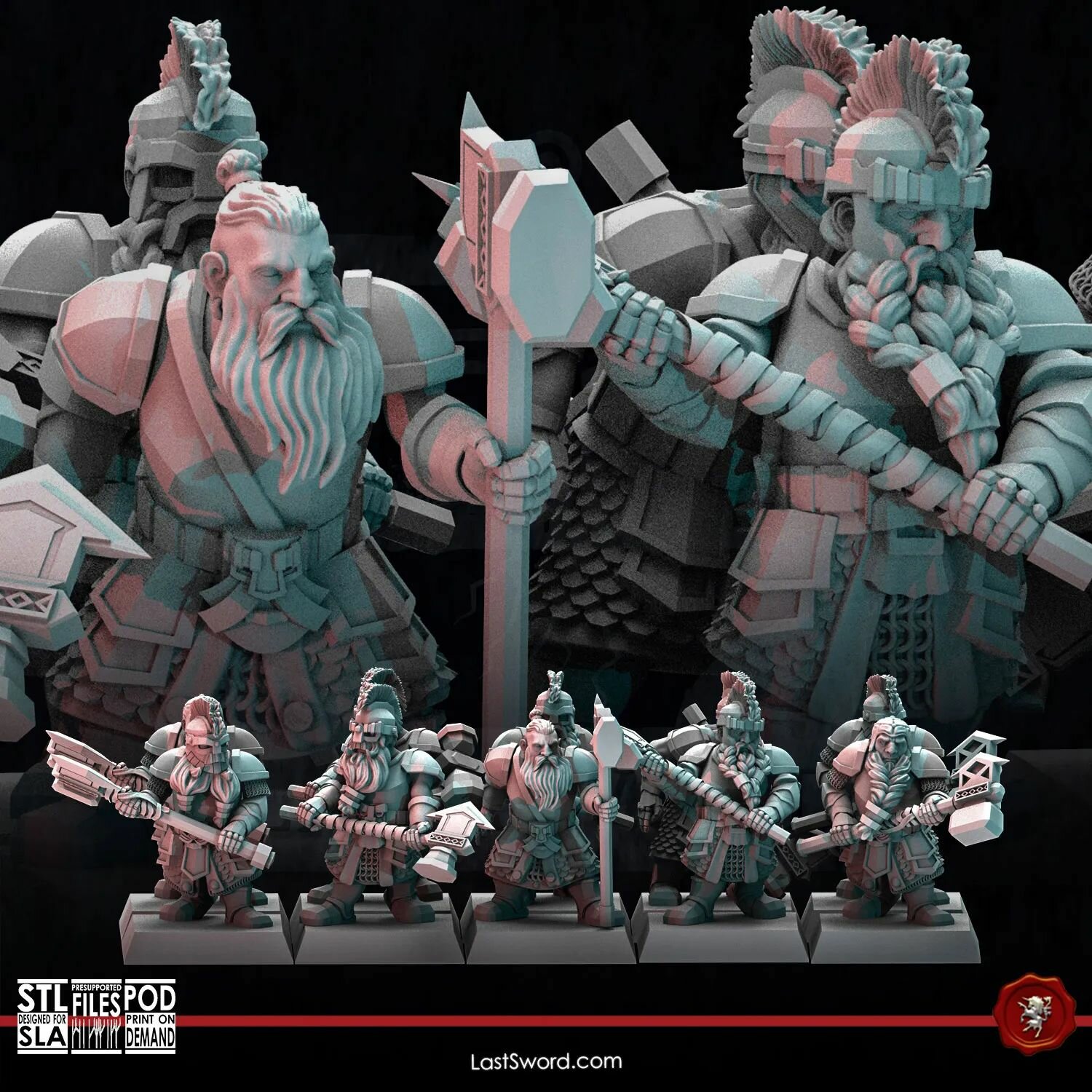 Миниатюра Warhammer Dwarf Royal Guard with Hammers