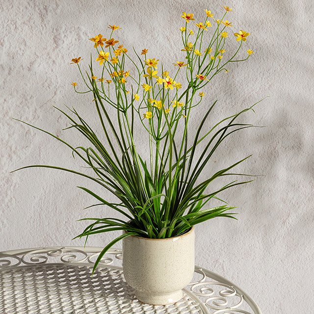 Искусственный цветок в горшке Таллинум 38 см желтый, Summer Deco, 5010054