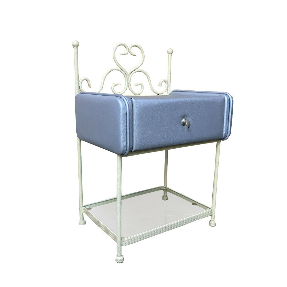 Тумбочка Анета кованая размер: 48 х 70 см, с ящиком в искусственной коже цвет серебро, цвет ковки слоновая кость