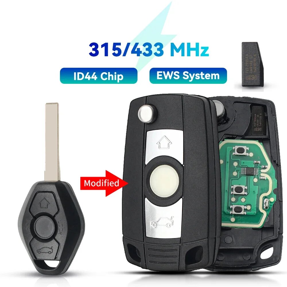 KEYYOU 1 шт. новая система EWS Автомобильный Дистанционный ключ для BMW E38 E39 E46 X3 X5 Z3 Z4 1/3/5/7 серии 315/433 МГц ID44 модифицированная версия Modified HU92 Key