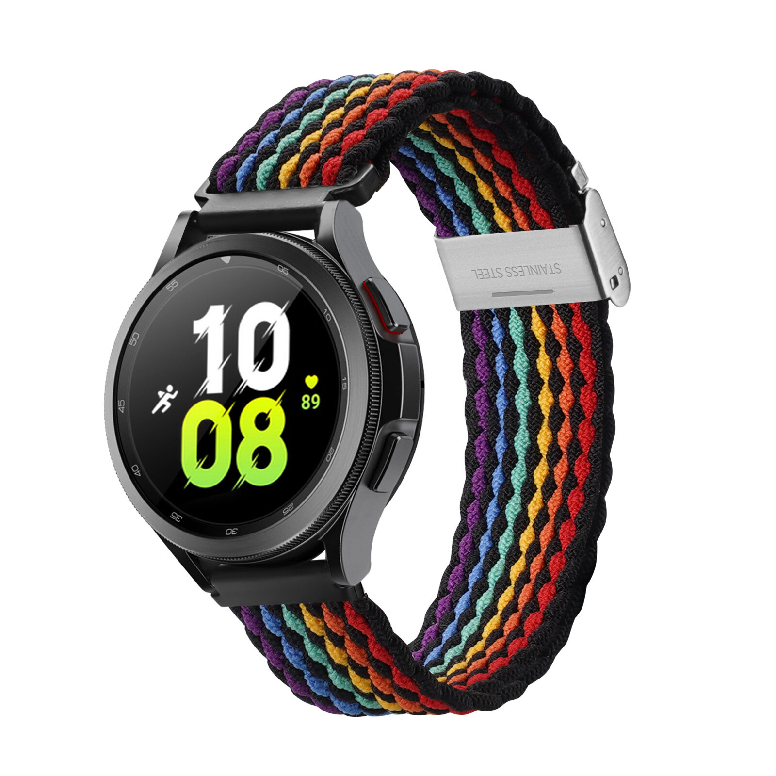 Эластичный ремешок темного цвета (DarkStripes) от Dux Ducis для смарт часов Samsung Galaxy Watch 45 и 46мм (размер крепления 22мм), серия Mixture II Series