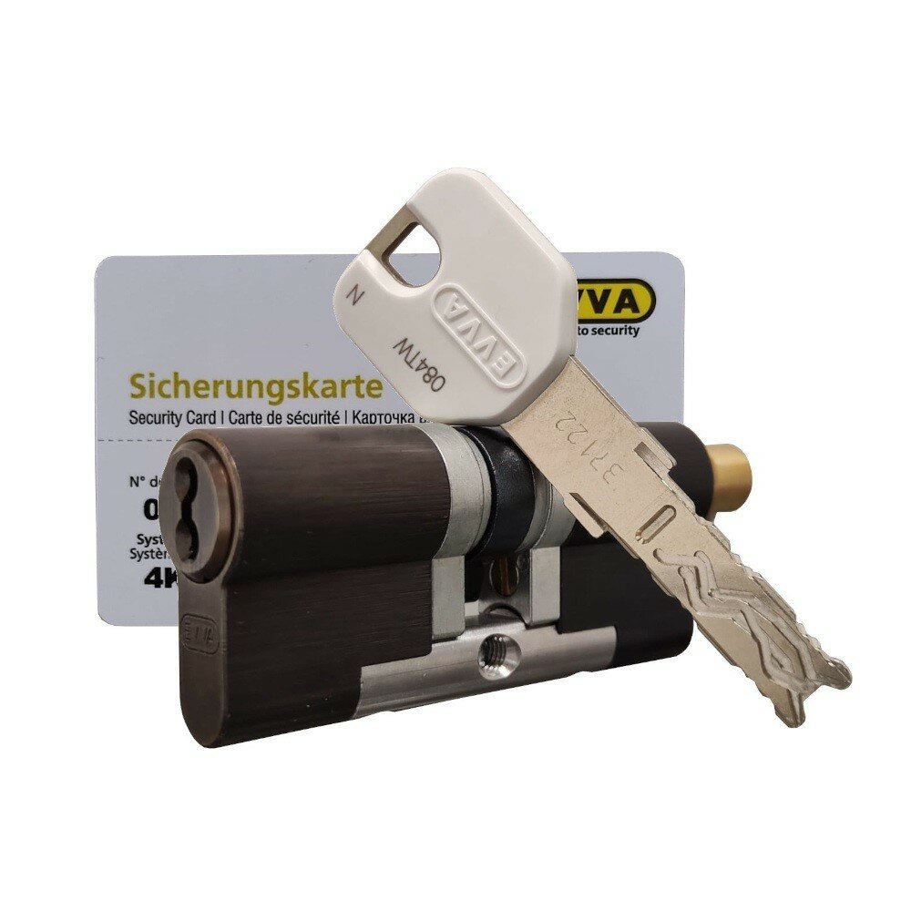EVVA Цилиндровый механизм EVVA 4KS (142)71/71 ключ/вертушка, бронза