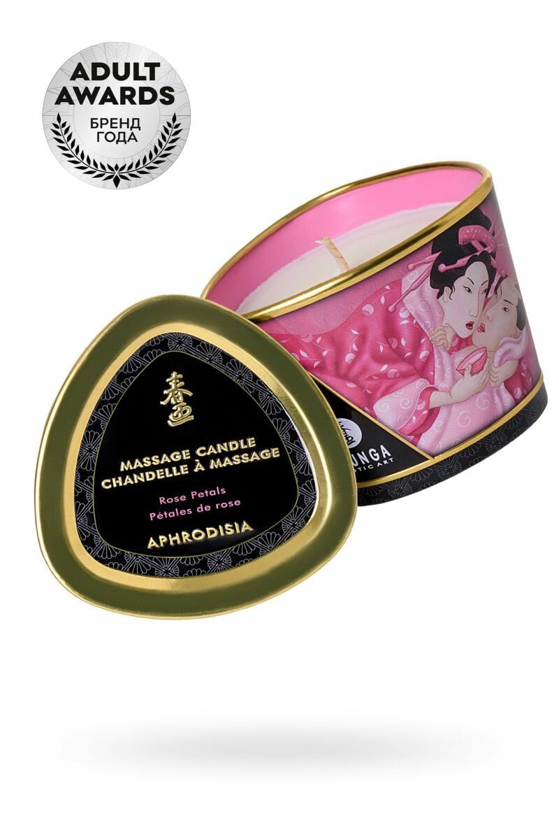 Массажная свеча Rose Petals с ароматом розы - 170 мл.