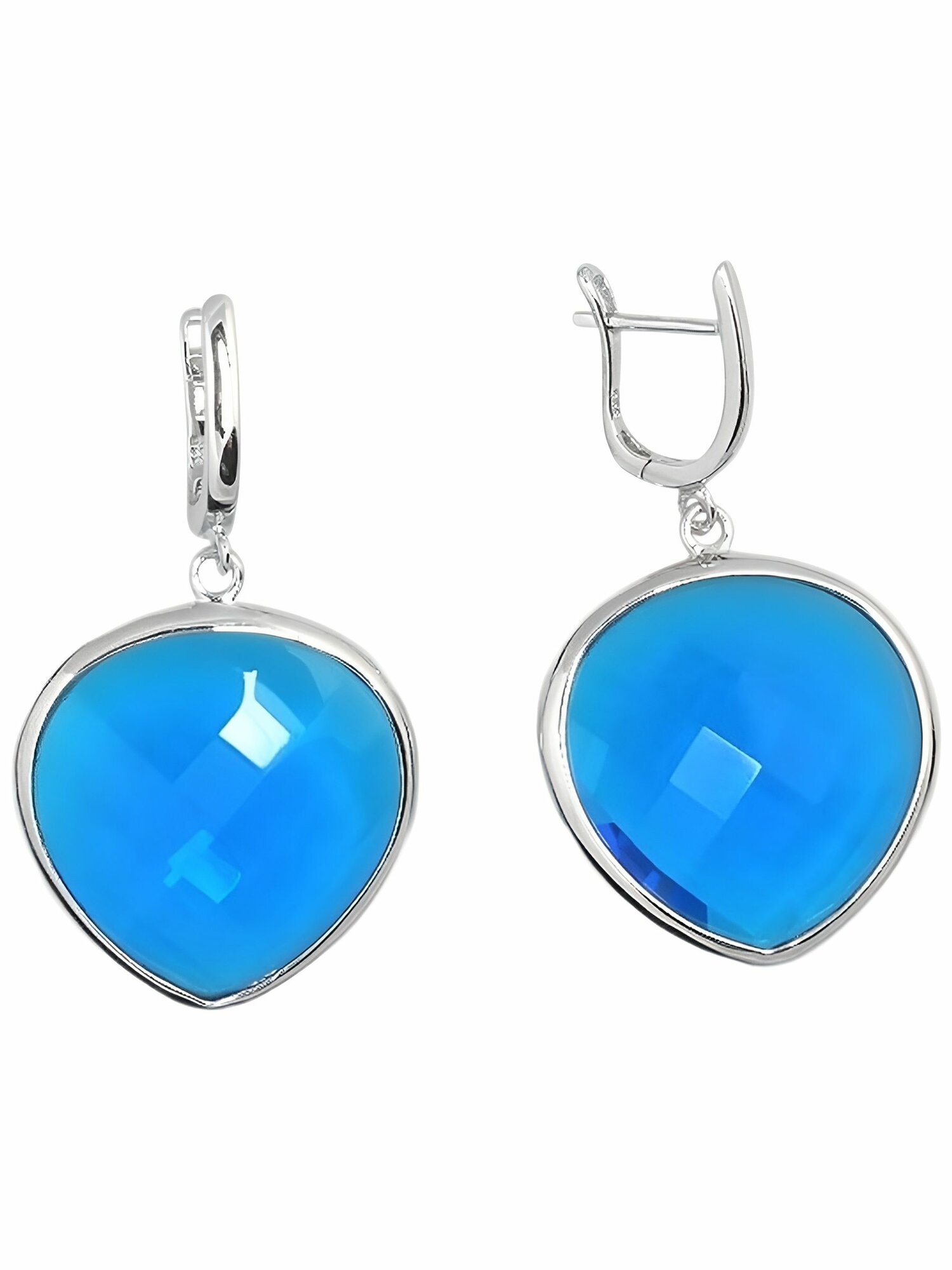 Серьги, серебро, 925 проба, родирование, топаз синтетический