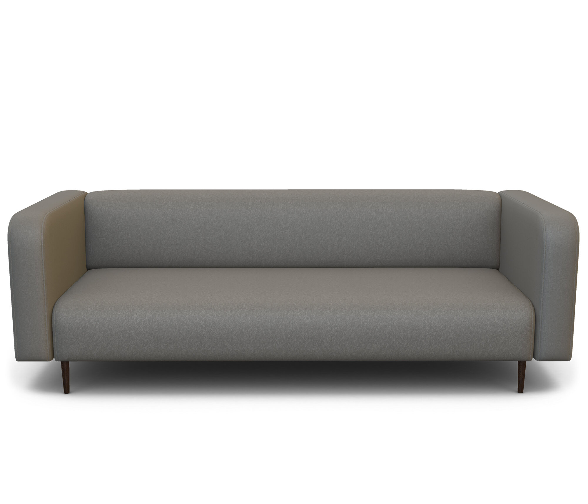 Диван офисный Акцент 3-х местный, прямой, с подлокотниками, с ножками, экокожа светло-коричневый