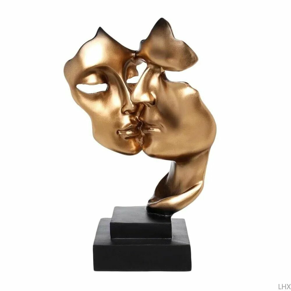 Статуэтка, 27 см, полирезин, золотисто-черная, Поцелуй, Face