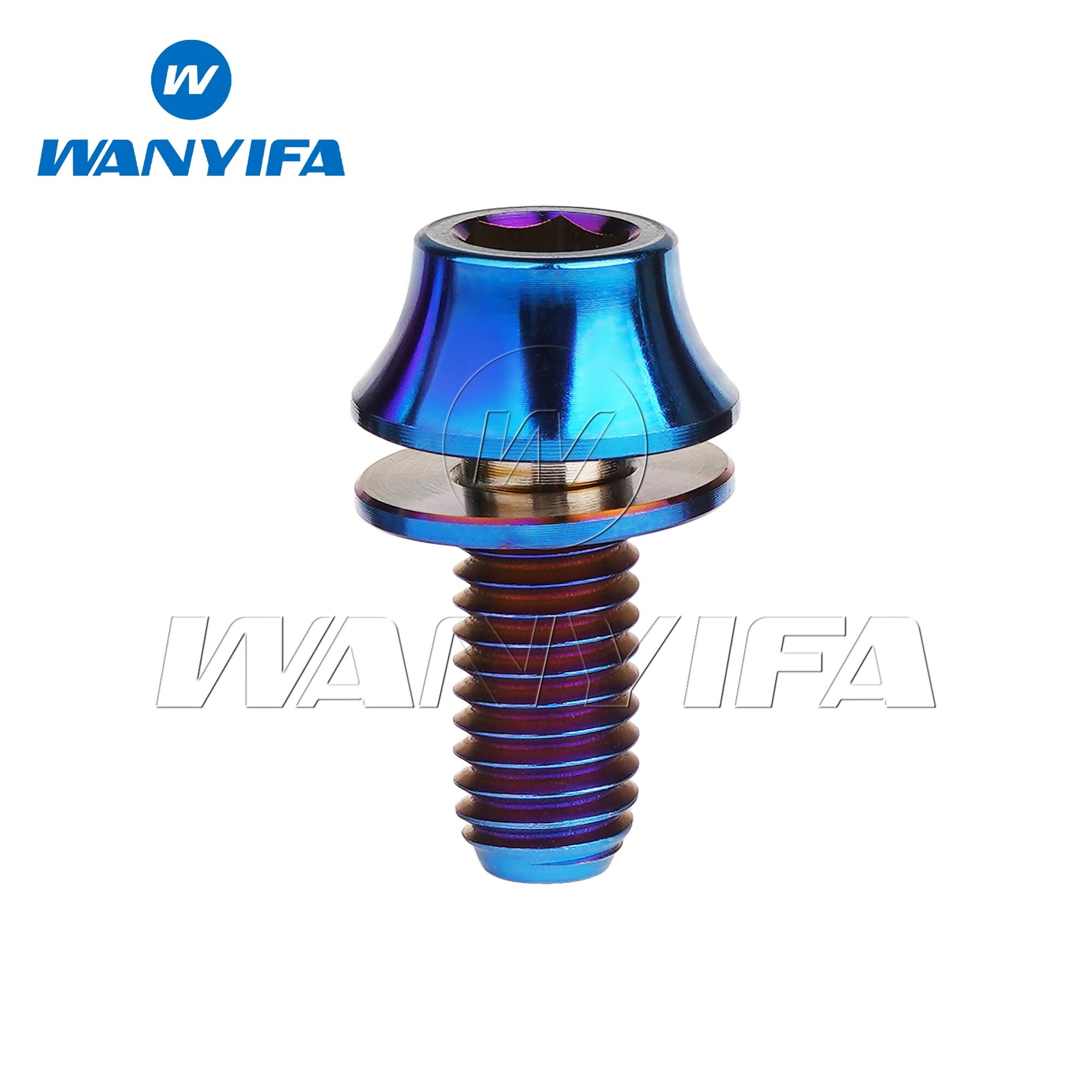 Болты Wanyifa Ti M5x12 мм из титана для велосипедных бутылок Burn blue