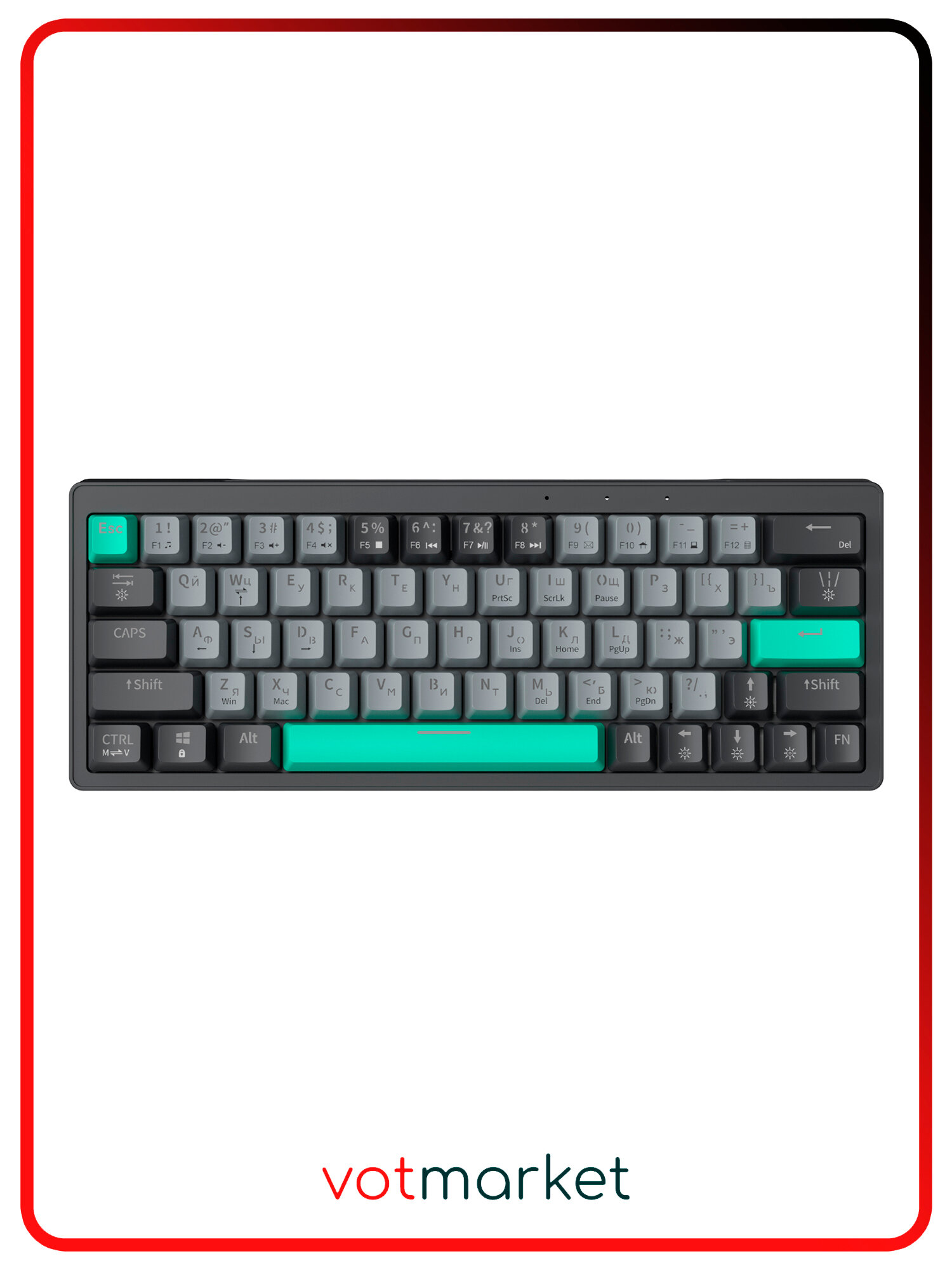 Клавиатура игровая беспроводная VOROTEX K630W Yellow Switch, русская раскладка (Серый)