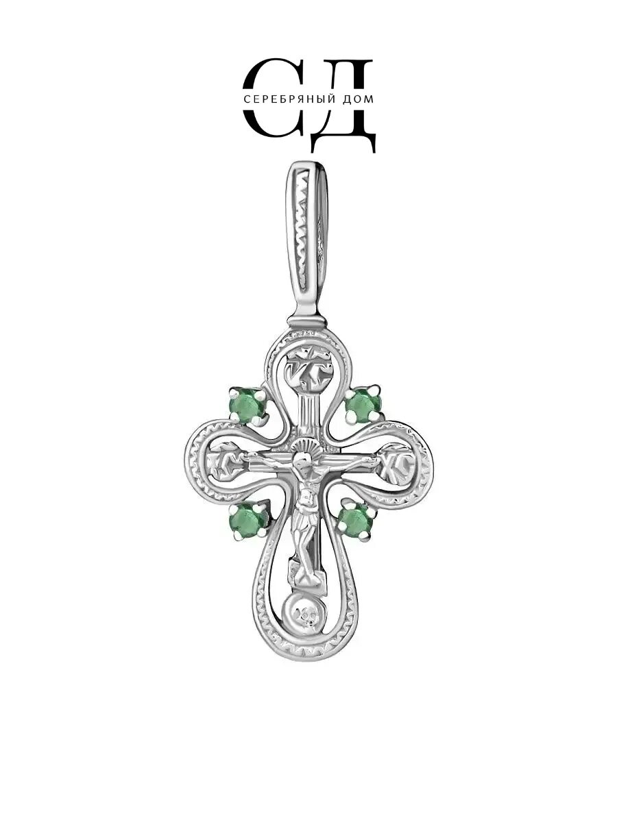 Подвеска, 925 проба, родирование, изумруд