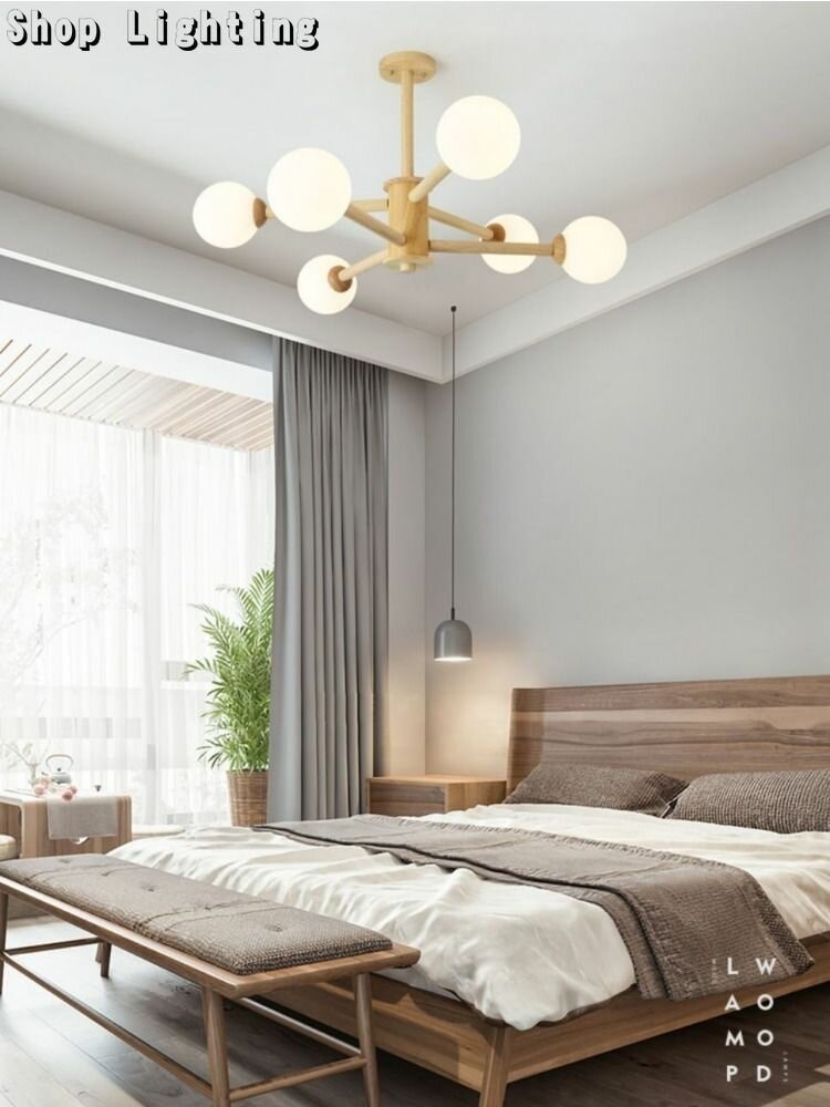 Люстра из цельного дерева в виде волшебных бобов