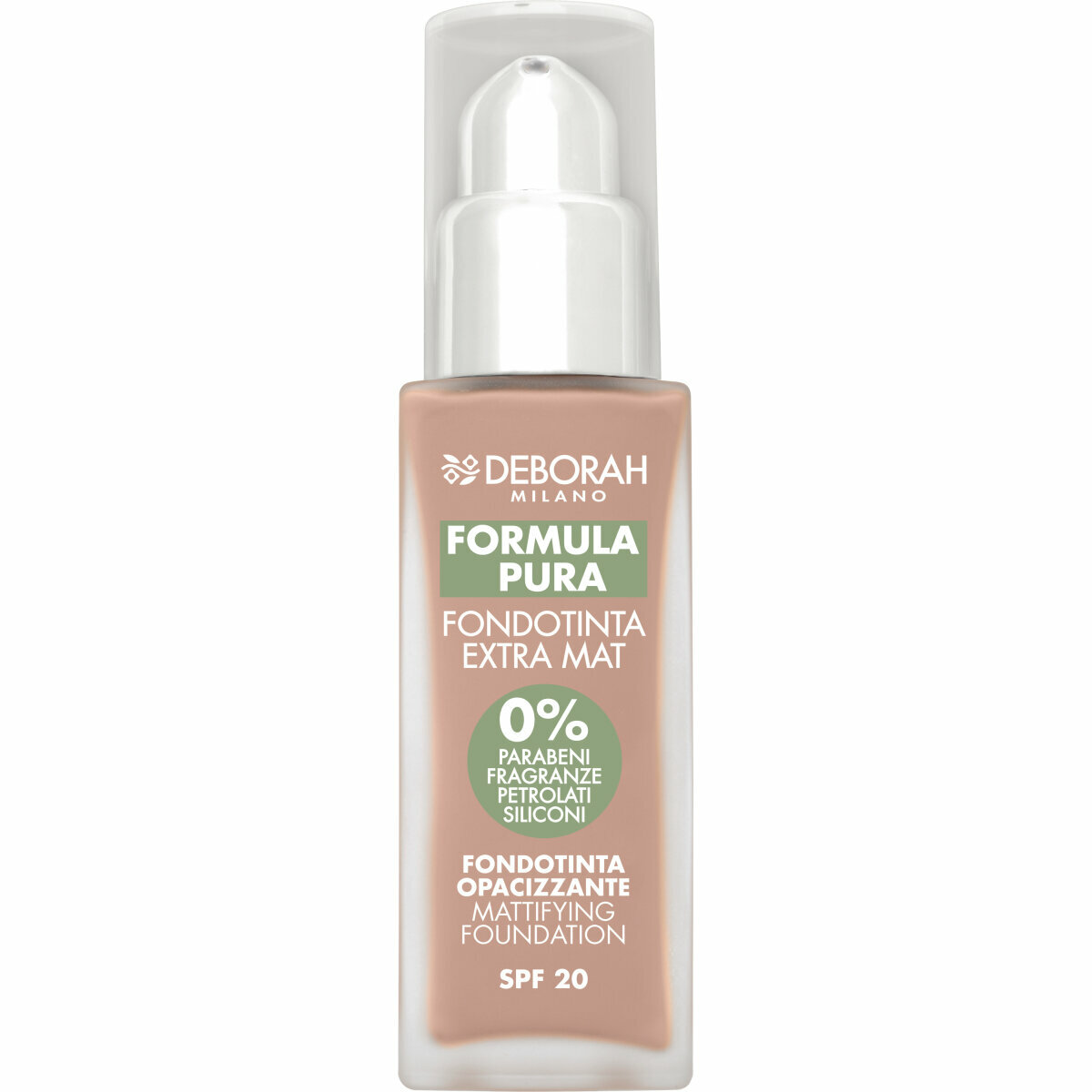Тональная основа матирующая, Deborah Milano, FORMULA PURA EXTRA MAT FOUNDATION, тон 01 белоснежный, 30 мл