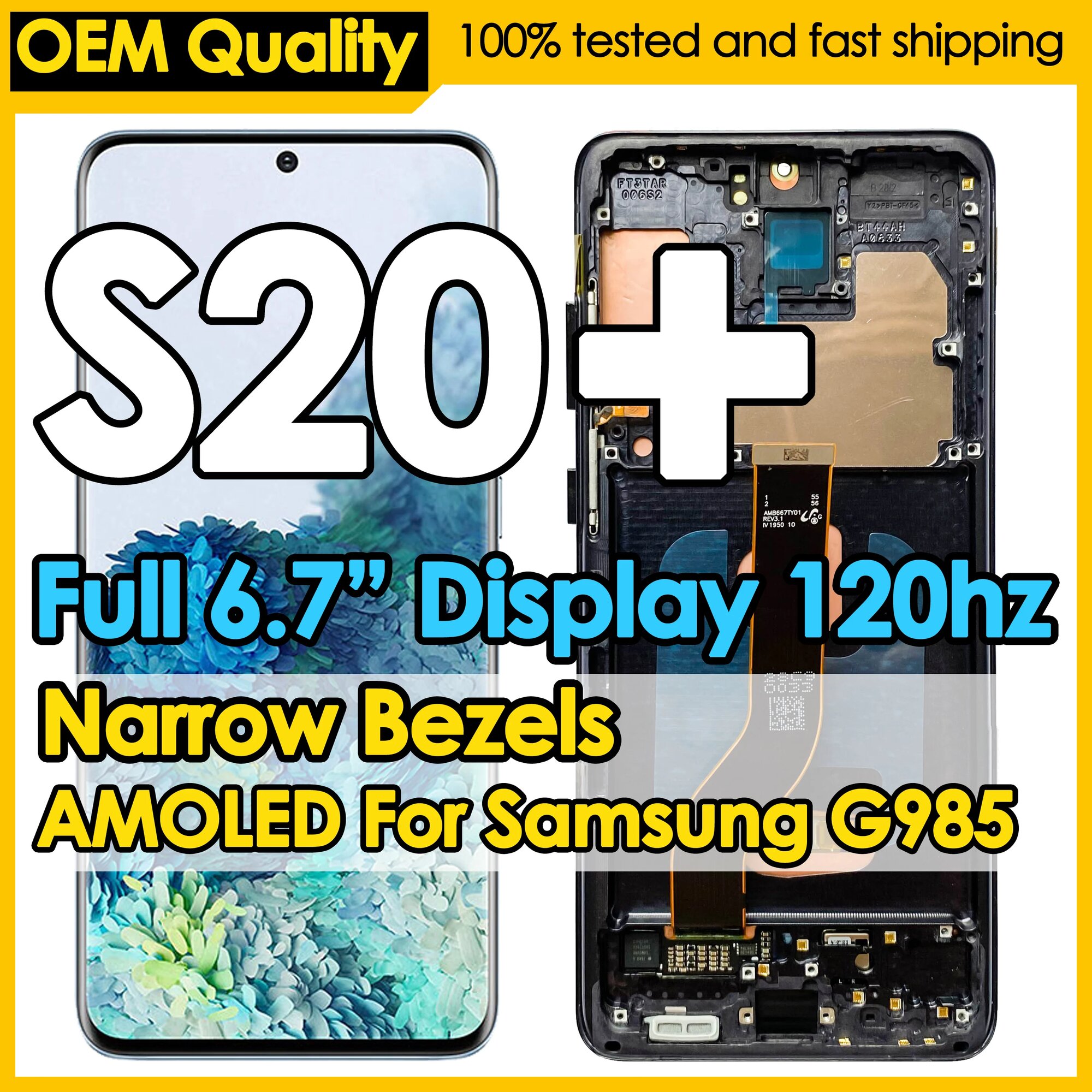 OEM динамический AMOLED для Samsung Galaxy S20 plus S20 + замена изогнутого экрана Black Frame