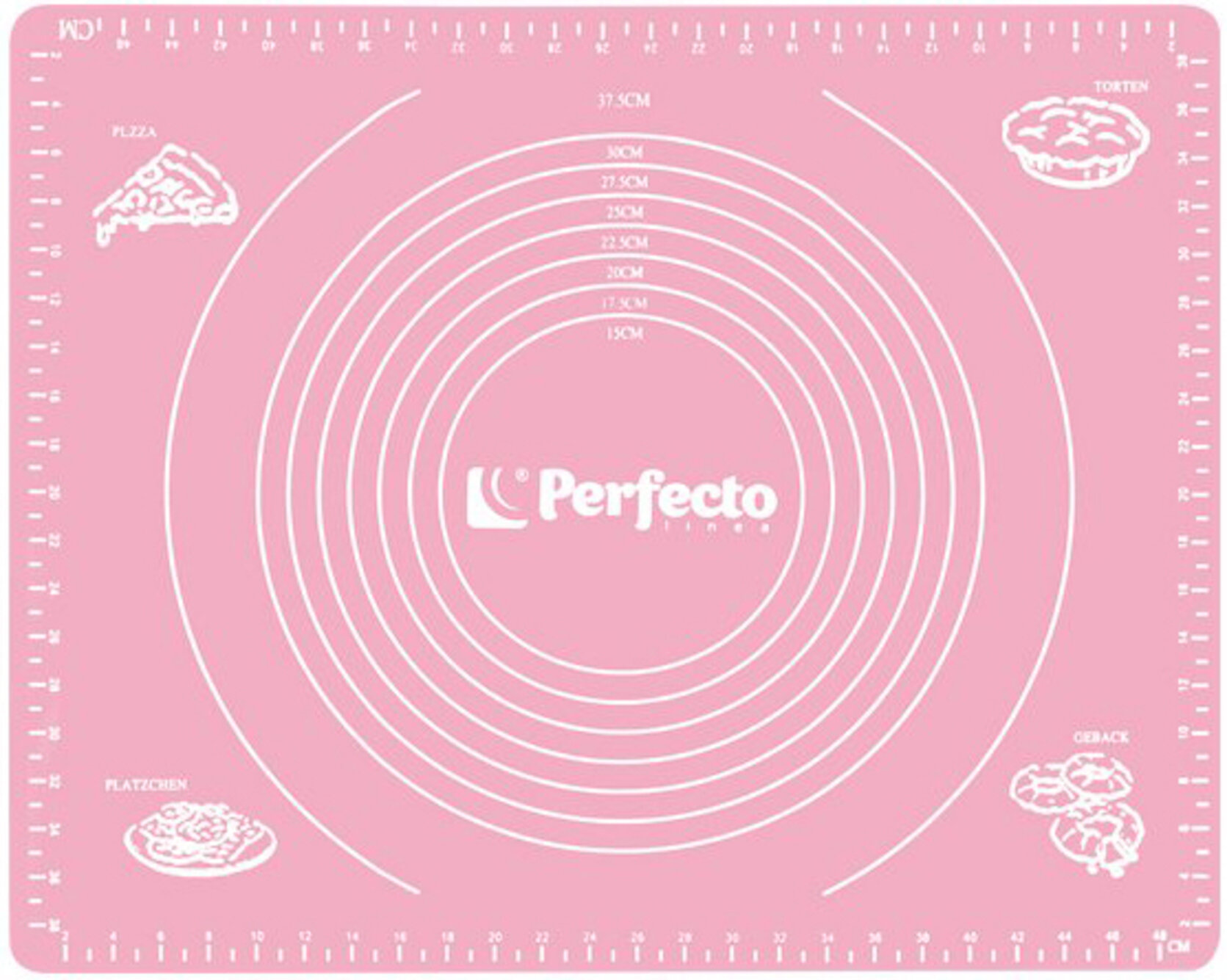 Коврик для теста с мерными делениями 50х40 см PERFECTO LINEA светло-розовый (23-504001)