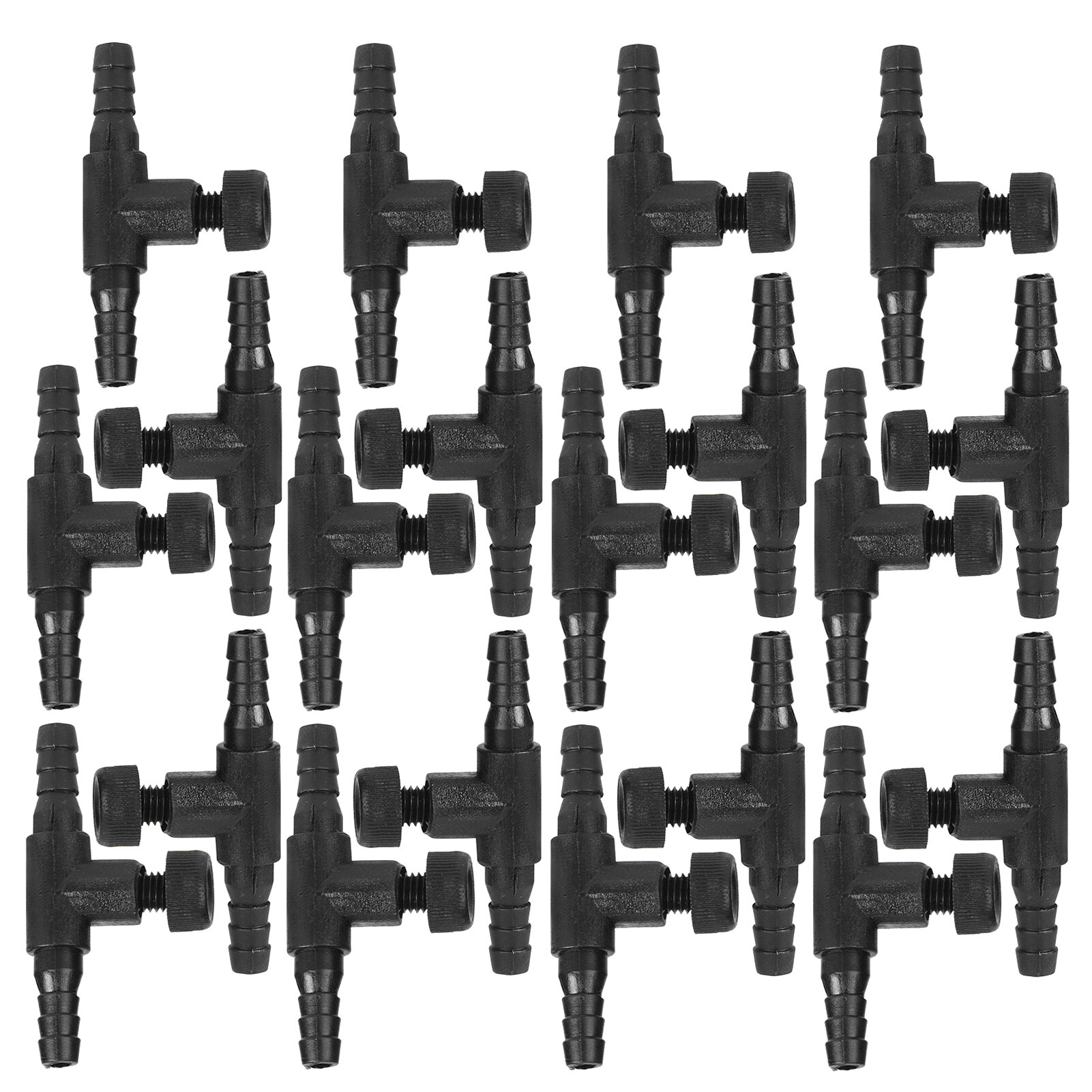 20 шт. черных тройниковых соединителей из ABS-пластика для аквариума, трехходовых трубок, клапанов регулирования объема воздушного потока, аксессуаров для кислородного насоса аквариума.