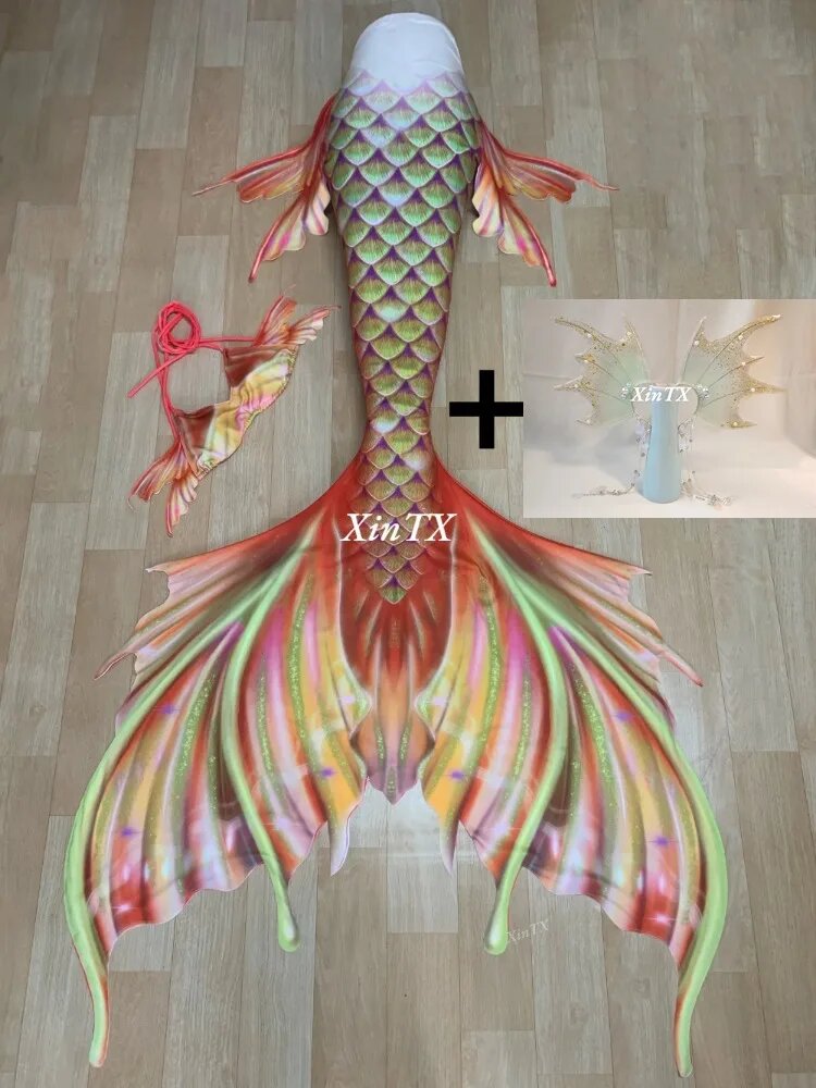 Хвост русалки XinTX для взрослых, полиэстер, спандекс XL, Set and ears