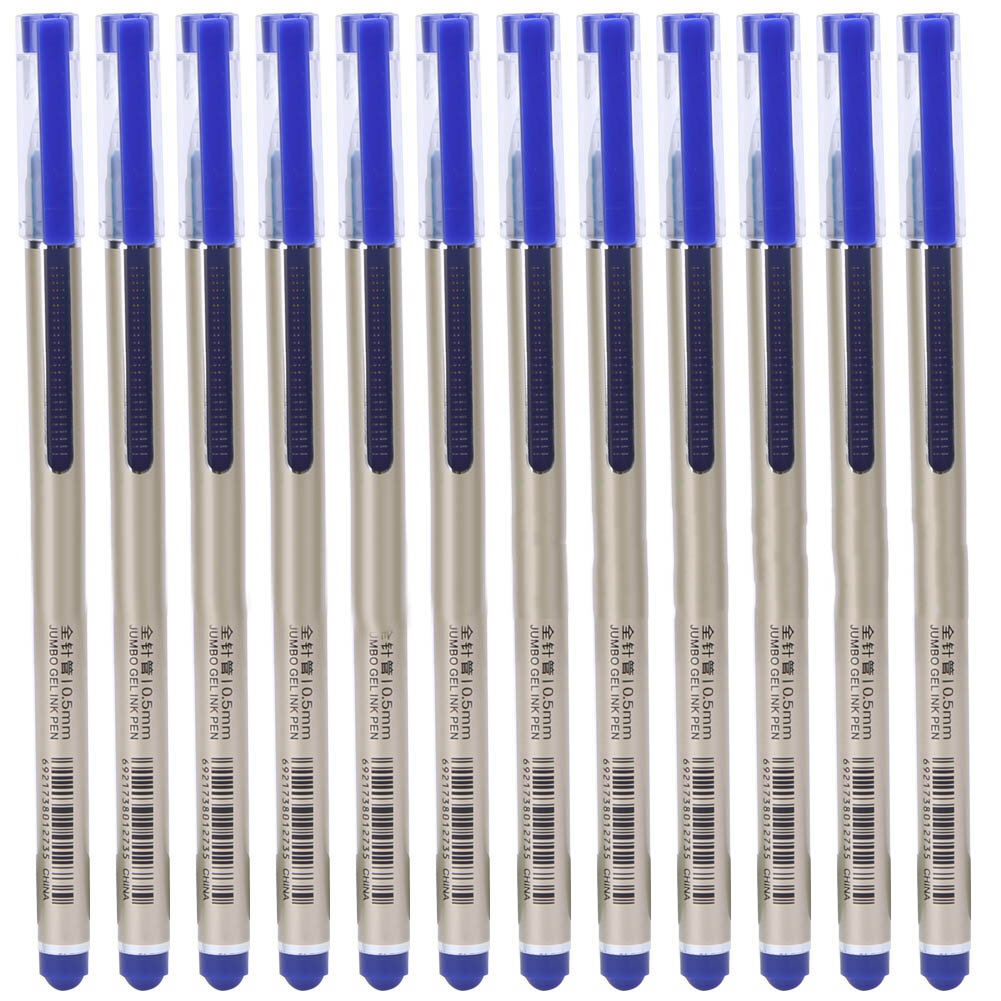 Гелевая ручка, 12 шт, 0.5 мм, большая емкость, для заправки, синяя, студенческие и офисные принадлежности